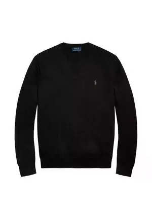 Polo Ralph Lauren V-neck Wool Sweater With Embroidered Pony