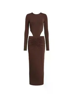 Andamane The Attico Heloise Cut-out Ruched Midi Dress - Brown