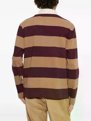 Moncler Striped Long-sleeve Polo Shirt - Neutrals