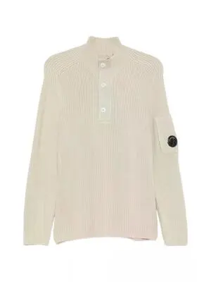 C.P. COMPANY Lens-detail Ribbed-knit Sweater - Neutrals