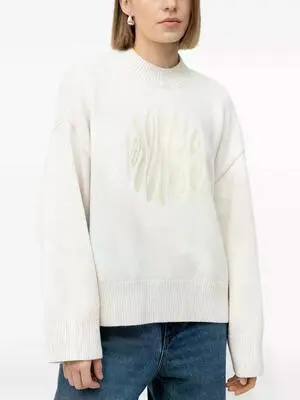 Hugo Embroidered Crew-neck Sweater - Neutrals