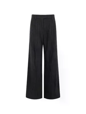 Brunello Cucinelli Pinstripe Sequin-embellished Palazzo Pants - Grey
