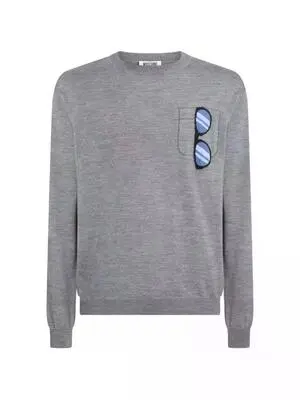 Moschino Moschino Intarsia Sunglasses Chest Pocket Sweater Grey
