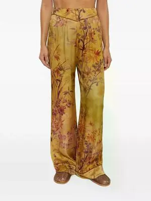 FORTE_FORTE Botanical Motif Wide-leg Trousers - Yellow