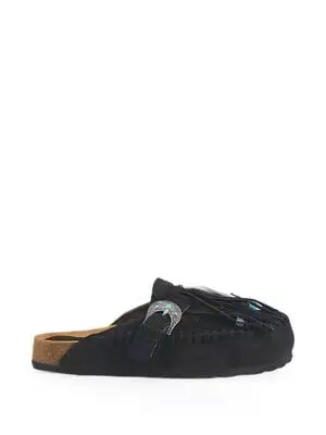TAJI Caribe Fringed Slip-ons With Bead Embellishment
