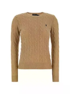 Polo Ralph Lauren Cable-knit Embroidered-logo Sweater - Brown
