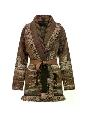 Alanui Wild Wild Fringed-trim Belted Cardigen-coat - Brown