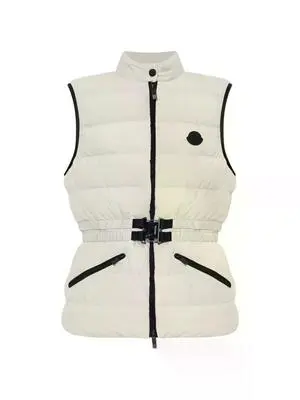 Moncler Belted Quilted Vest With High Neck - White