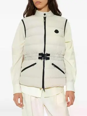 Moncler Belted Quilted Vest With High Neck - White