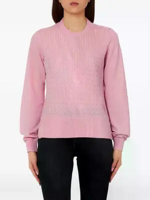 Liu Jo Button-embellished Cable Knit Long-sleeved Top - Pink