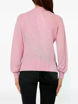 Liu Jo Button-embellished Cable Knit Long-sleeved Top - Pink