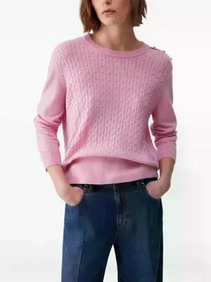 Liu Jo Button-embellished Cable Knit Long-sleeved Top - Pink