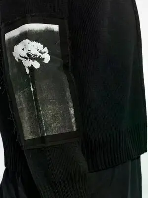Balenciaga Logo-patch Ribbed-knit Cardigan