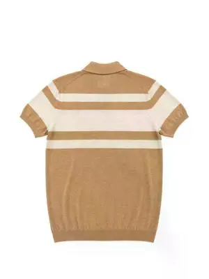 HERITAGE Striped Short-sleeve Polo Shirt - Brown