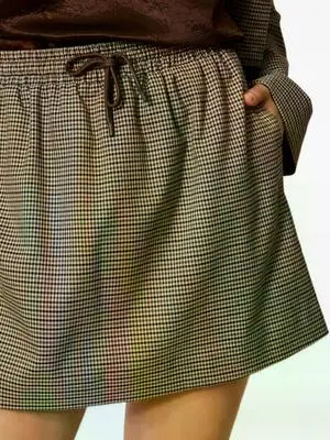 TWINSET Check Drawstring Mini Skirt - Brown