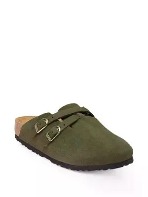 BIRKENSTOCK Suede Clog Sandals With Buckle Fastening - Green