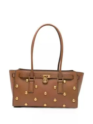 Michael Kors Stud-embellished Leather Shoulder Bag - Brown