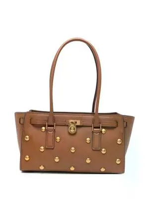 Michael Kors Stud-embellished Leather Shoulder Bag - Brown