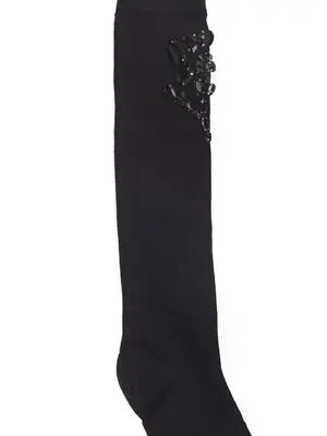 Simone Rocha Poppy Crystal-embellished Ribbed-knit Socks - Black