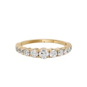 AYA FINE JEWELRY 14k Gold 0.75 Ctw Round Lab-grown Diamond Graduated Half Eternity Ring - Yellow