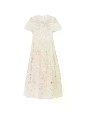 NEEDLE & THREAD Floral Waltz Ankle Gown - Neutrals