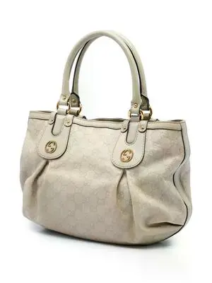 Gucci Embossed Leather Tote Bag - White