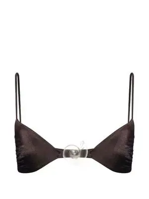 SALT & WAVE Aphrodite Shell-embellished Bikini Top - Brown