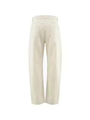 NILI LOTAN Stone Beige Cotton Wide-leg Trousers