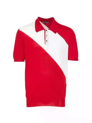Bally Colour-block Knitted Polo - Red