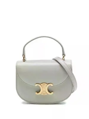 Celine 2023 Mini Shiny Calfskin Besace Clea Satchel - Grey