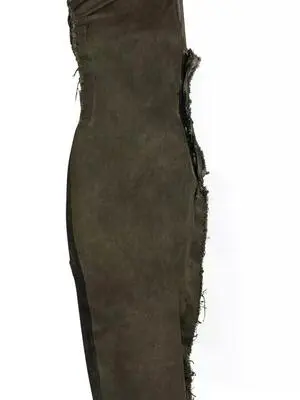 Rick Owens Maxi Frayed-edge One-shoulder Dress