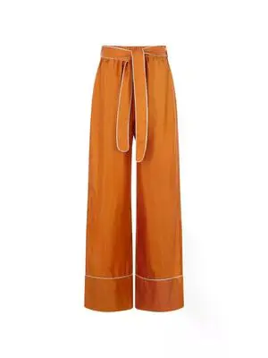 Raquel Diniz Piping-detail Belted Palazzo Pants - Orange