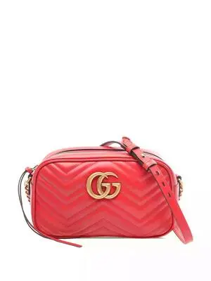 Gucci 2016-2026 Small Gg Marmont Matelasse Leather Crossbody Bag - Red