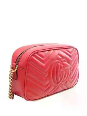 Gucci Small Gg Marmont Matelassé Leather Crossbody Bag - Red