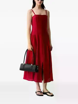HOSS INTROPIA Ailin Crochet-trim Front-slit Midi Dress - Red