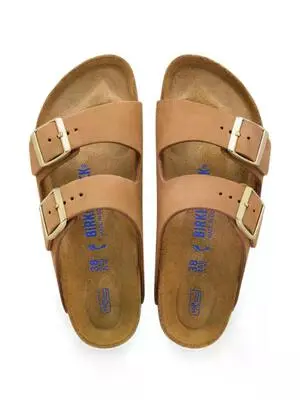 BIRKENSTOCK Arizona Nubuck Leather Sandals - Brown