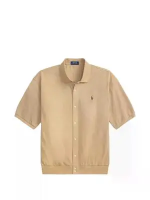 Polo Ralph Lauren Logo-embroidered Ribbed-trim Shirt - Neutrals