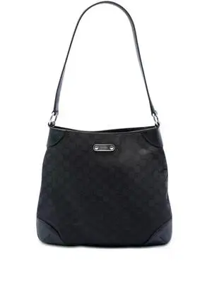 Gucci Gg Monogram Canvas Shoulder Bag - Black