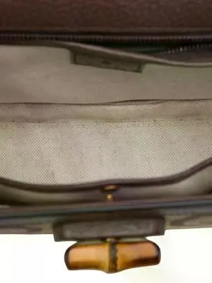 Gucci Small Jumbo Gg Canvas Bamboo 1947 Top Handle Bag - Neutrals