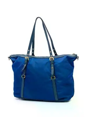 Prada Saffiano Trimmed Tessuto Zip Top Convertible Tote Satchel