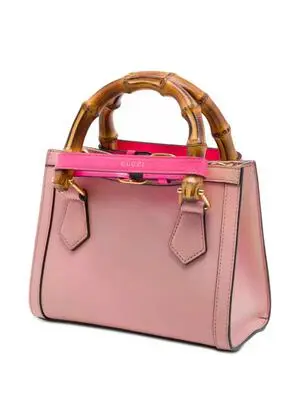 Gucci Calfskin Bamboo Diana Satchel - Pink