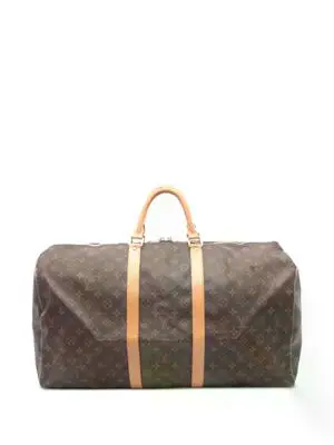 LOUIS VUITTON Monogram Keepall 55 Boston Luggage Bag - Brown
