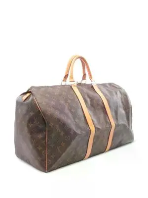 LOUIS VUITTON Monogram Keepall 55 Boston Luggage Bag - Brown