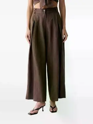 VICOLO Pleated Wide-leg Trousers - Brown