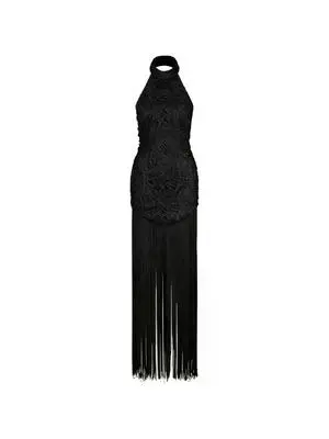 ATOIR Fringe-detail Ruched Dress - Black