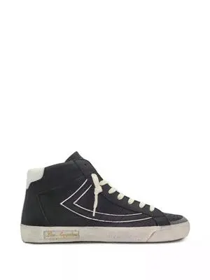 HTC LOS ANGELES Vipers Distressed Leather Sneakers - Black