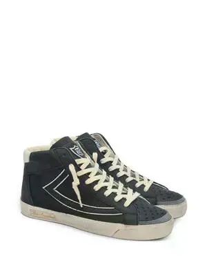 HTC LOS ANGELES Distressed Leather High Top Sneakers