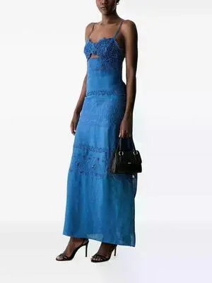 Ermanno Scervino Lace-paneled Maxi Dress - Blue