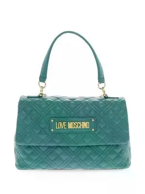 Moschino Quilted Logo-plaque Small Bag - Green