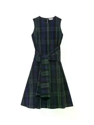 JW Anderson Check-pattern Tie-waist Midi Dress - Blue